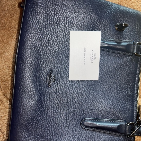 Coach | Bags | Coach Navy Blue Leather Brooklyn Carryall Satchel Bag ...